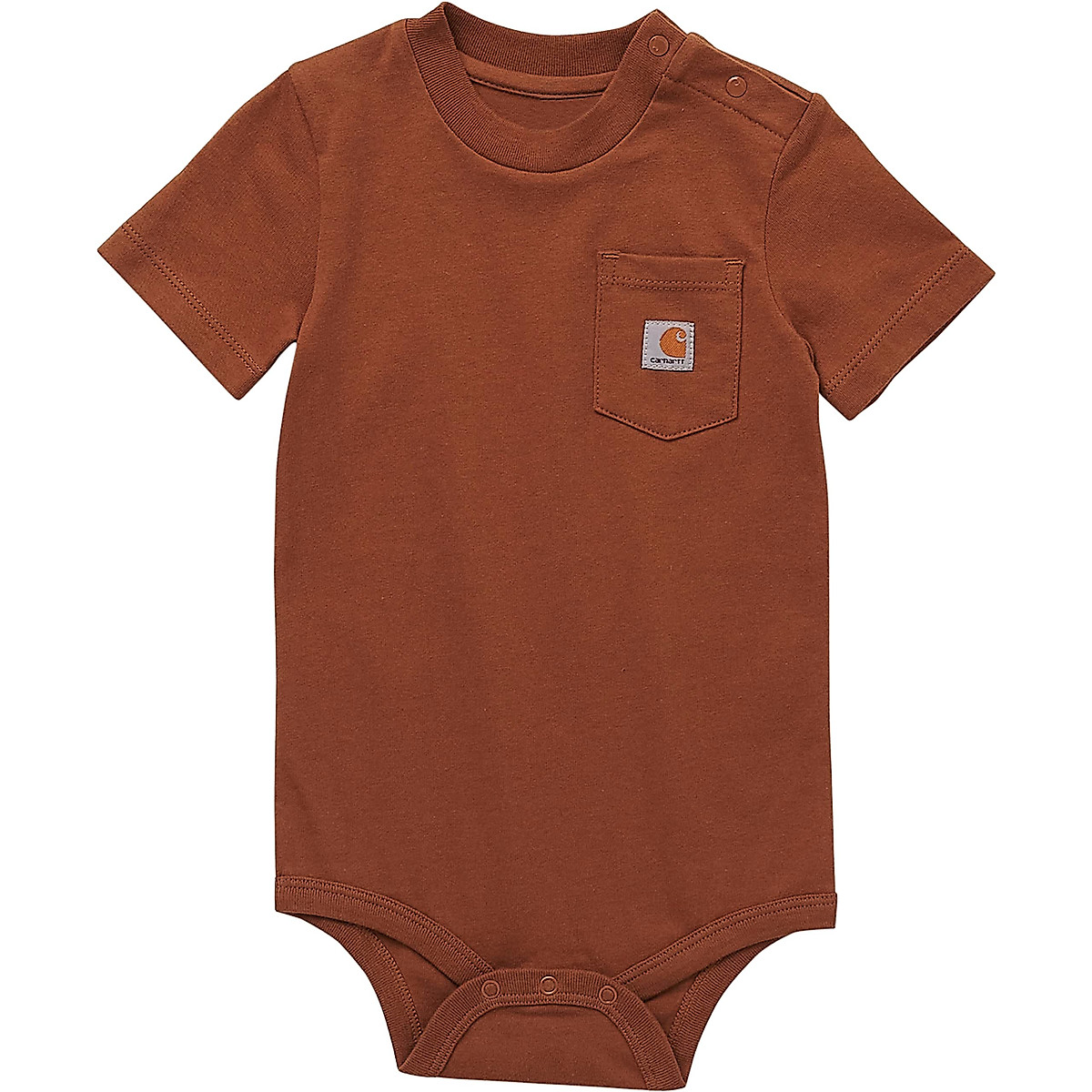 Carhartt Baby Short-Sleeve Bodysuit Pocket T-Shirt Onesie, Carhartt Brown, 3 Months