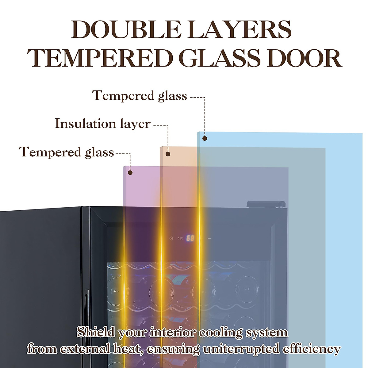 Acekool 80 Bottle Wine Cooler Refrigerator with Stainless Steel & Tempered Glass, Intelligent Digital Control Wine Fridge, Freestanding Built-in Wine Cooler for Red White Wine, Champagne, Beer