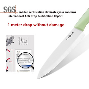 YUSOTAN Ceramic Chef Knife, 6-Inch Ceramic Kitchen Knife Chef's Knife with Sheath Cover, Sharp Shatterproof Ceramic Blade Edge, Ideal for Cutting Meats, Fruits and Vegetables Dishwasher safe(Green)