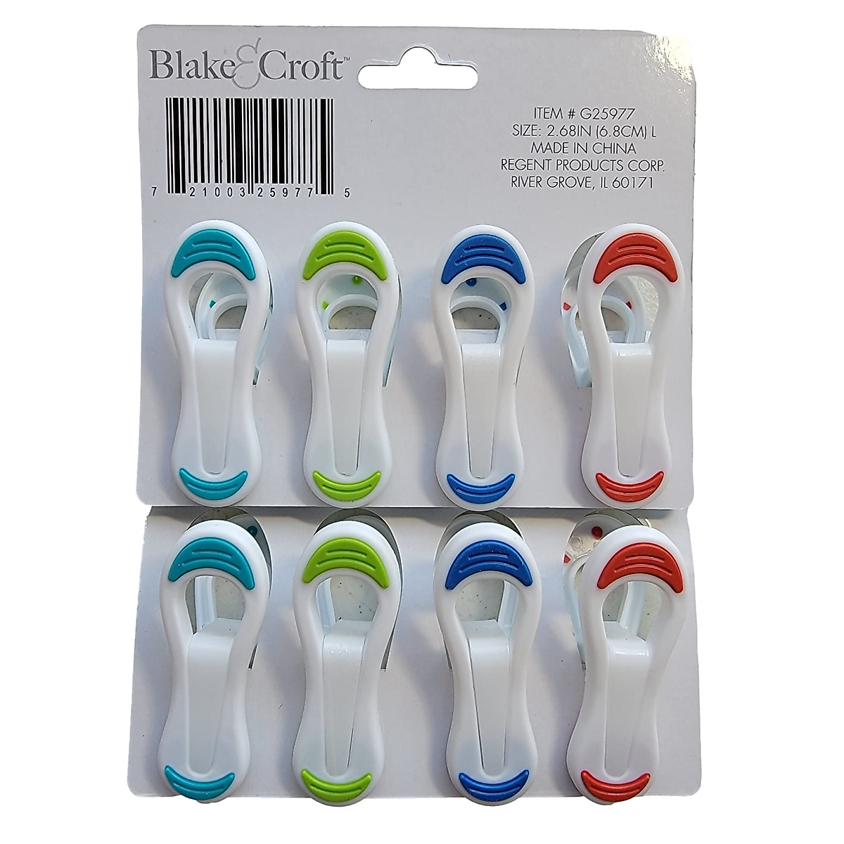 Blake & Croft 8 Pc Colorful Bag Clips, Food Clips, Chip Clips for Food Storage with Seal Grip for Snack Bags and Food Bags