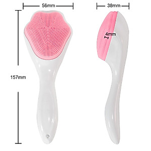 Silicone Face Scrubber Exfoliating Brush, Beomeen 2 Pack Manual Handheld Facial Cleansing and Blackhead Scrubber, Soft Bristles Waterproof for Face Skincare (Blue, Pink)