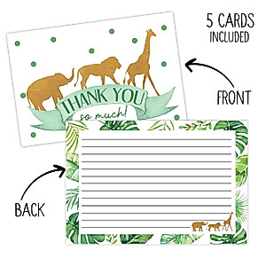 50 Jungle Baby Shower Thank You Cards, Boy Baby, Mama Baby Shower Favor and Games, 50 Thank You Cards and Envelopes