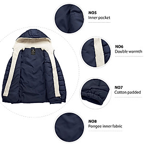 wantdo Women's Warm Thickened Parka Jacket Black XL Ladies' Water Resistant Winter Coat Navy XL