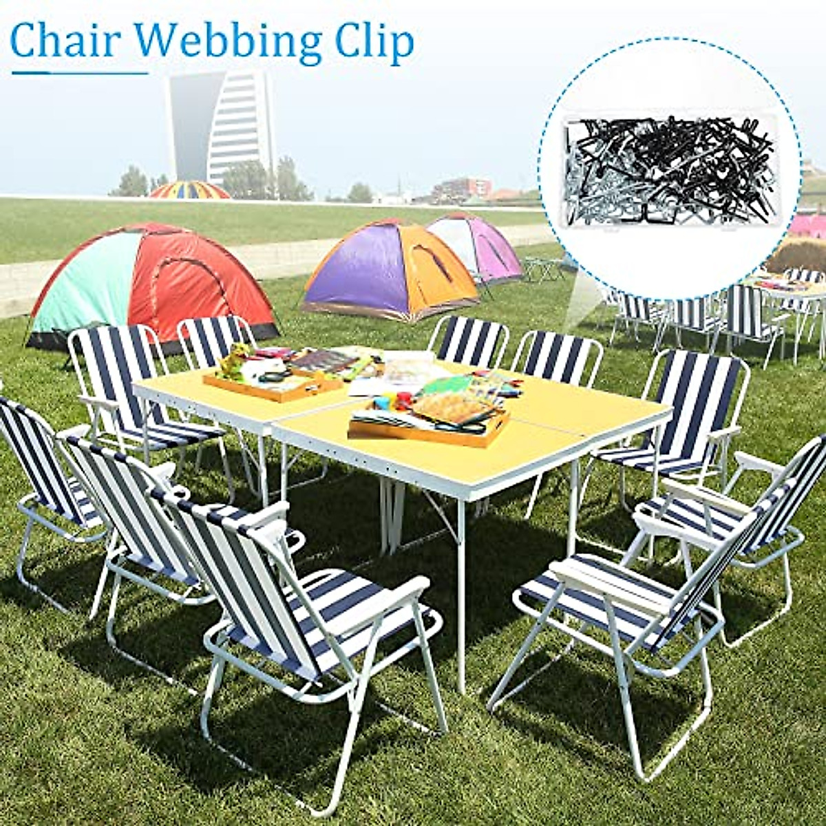 120 pcs Webbing Clips Lawn Chair Webbing Silver Black Lawn Chair Webbing Clips Patio Chair Webbing Replacement for Chair Frame Rubber Webbing Repair for Sofa Chair Furniture