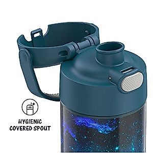 THERMOS FUNTAINER 16 Ounce Stainless Steel Vacuum Insulated Bottle with Wide Spout Lid, Galaxy Teal