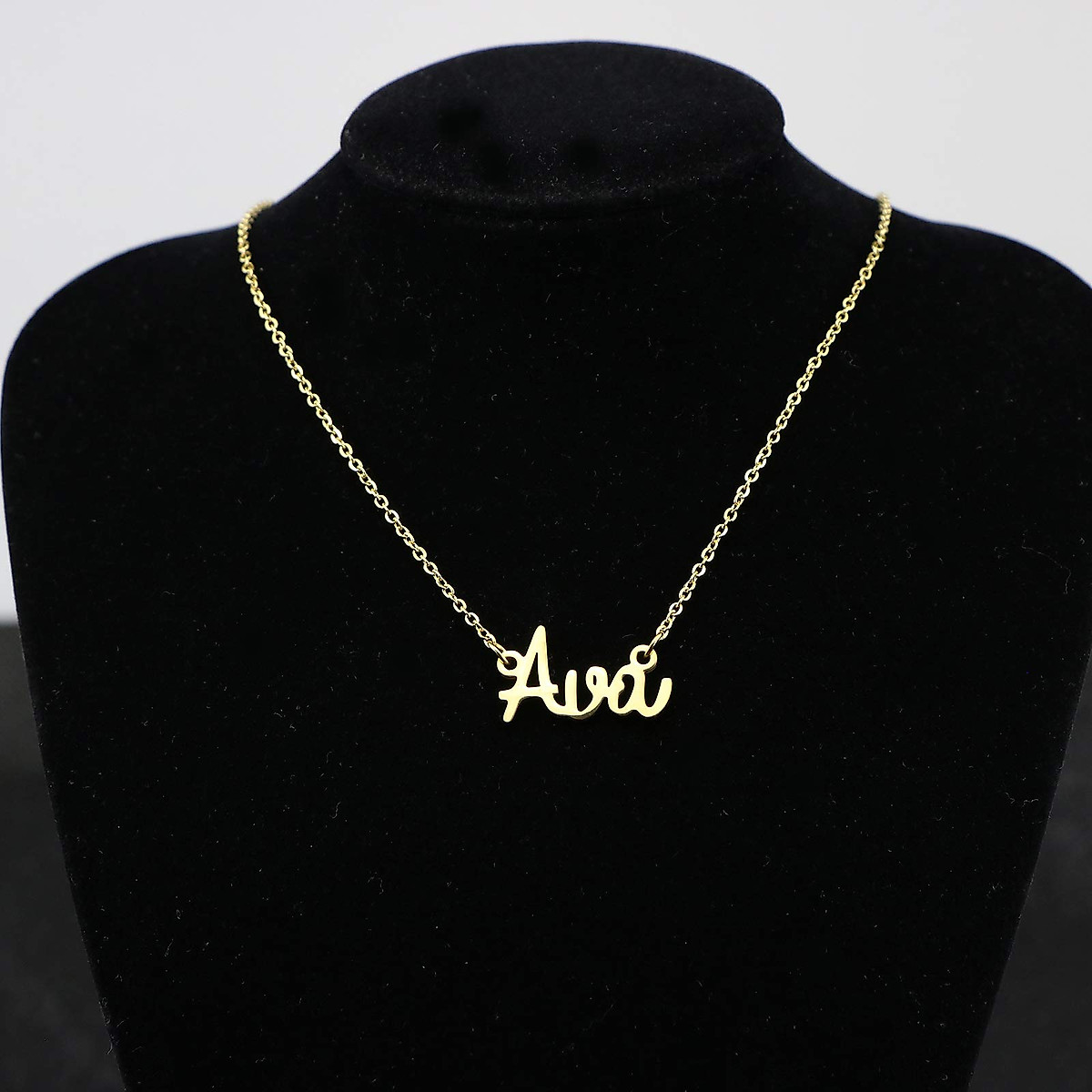 Awegift Name Necklace Big Initial Gold Plated Best Friend Jewelry Women Gift for Her Ava