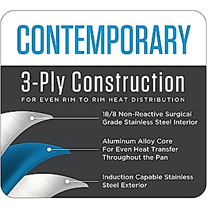 Viking Culinary Contemporary 3-Ply Stainless Steel Cookware Set, 10 Piece, Dishwasher, Oven Safe, Works on All Cooktops including Induction
