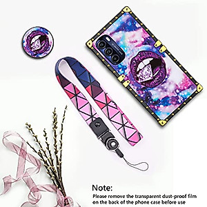 JAKPAK for Motorola Moto G Stylus 5G 2022 Case with Kickstand Cute Cover for Girls Women TPU Luxury Case with Strap Shockproof Protective Heavy Duty Case for Motorola Moto G Stylus 5G 2022 Lip Purple