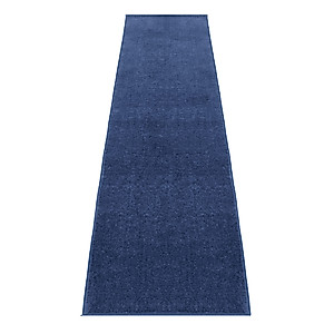 Event Carpet Aisle Runner - Quality Plush Pile Rug with Backing, Binding in Various Sizes (3 X 35 ft, Dark Blue)
