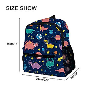 Dinosaurs Space with Planets Backpack Toddler Girls Boys Preschool School Bag Kids Casual Travel Daypack Bookbag Schoolbag for Primary Children Students