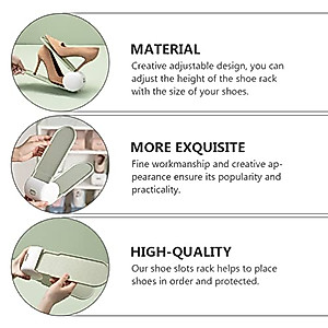 Scicalife Shelf Holders 4pcs Shoe Slots Organizer Adjustable Shoe Stacker Shoes Storage Holder Display Rack for Closet Shoe Holder Rack Space Saver Grey/Green Two Tier Shoe Rack