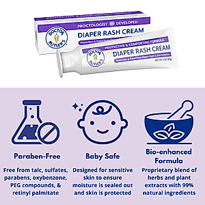 Doctor Butler’s Diaper Rash Cream – Maximum Strength Diaper Rash Cream for Baby Providing Fast Relief & Protects Sensitive Skin, Botanically-Derived Ingredients & Free of Irritants (3oz)