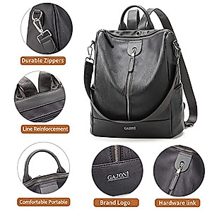 Gajoni Ladies Backpack Purse Black-PU Leather Fashion Backpack for Women With Antitheft Pocket-Ladies Shoulder Bag Handbag-Travel Backpack Purse