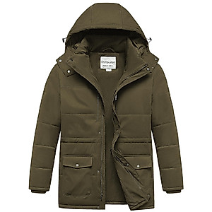 Chrisuno Big and Tall Winter Jackets Men Coats Long Parka Men's Hooded Warm Jacket Brown 6X