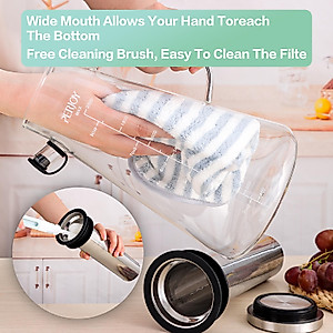 Perjoy Cold Brew Coffee Maker- 64oz/2qt Glass Iced Coffee Maker with Super Dense Stainless Steel Filter & Lid, Airtight Cold Brew Pitcher for Coffee,Ice Tea,Fruit Drinks,Lemonade