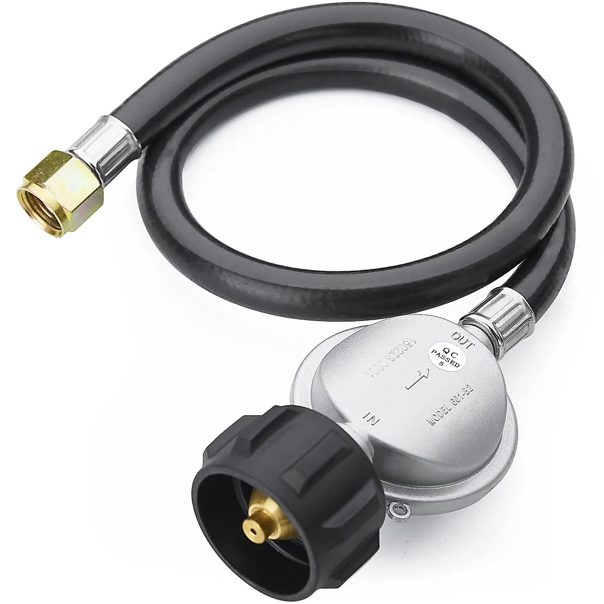 CALPOSE 2 Feet Propane Hose with Regulator, Universal Gas Grill Regulator and Hose for Blackstone 28''/36'' Griddle, Weber Grill, Propane fire pit and More, 3/8" Female Flare for Most LP Gas Grills