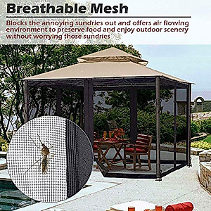 Yescom Universal Replacement Mesh Netting Screen Wall Sidewall Curtain with Zipper for 10x12ft Yard Gazebo Canopy Tent