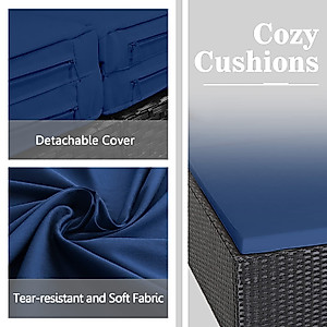 Salches Outdoor Rattan Daybed, Navy