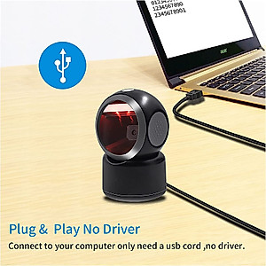Symcode 1D 2D QR Desktop Barcode Scanner, Omnidirectional Hands-Free Automatic USB Barcode Reader Scanner