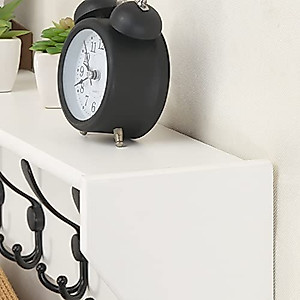 Dseap Wall Shelf with 5 Tri Hooks, 24" Heavy Duty Coat Rack Wall Mount with Shelf, Shelf with Hooks Underneath for Entryway, Mudroom, Kitchen, Bathroom, White & Black,D02ZT24WHT1