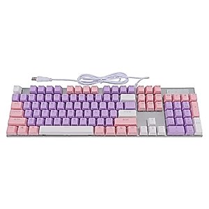 Yunseity Mechanical Gaming Keyboard, 104 Keys LED Backlit USB Wired Keyboard with Blue Switch, Portable Ergonomic Computer Keyboard for for OS Blue Switch