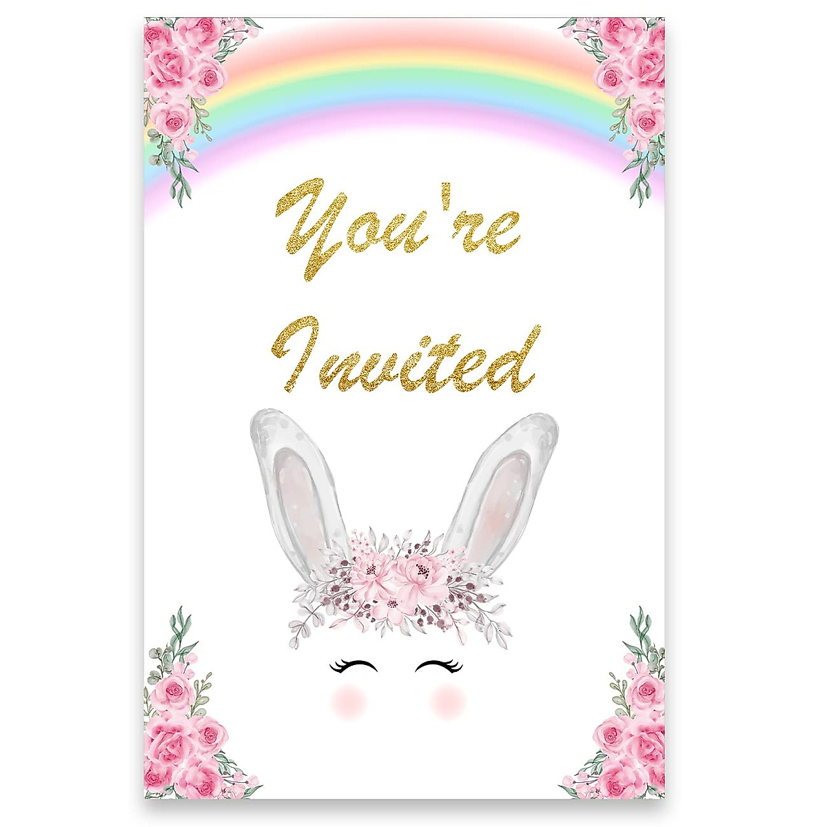 Rainbow Bunny Birthday Party Invitations with Envelopes Set of 20 Floral Some Bunny Birthday Party Invites Fill in Blank