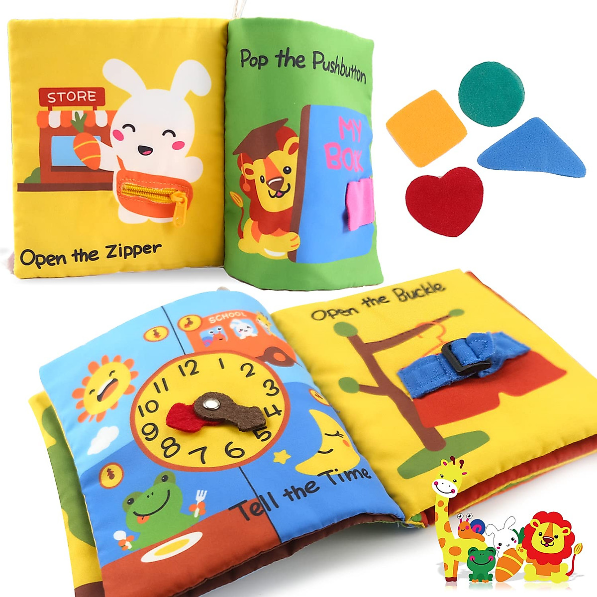 Richgv Quiet Book for Toddlers 1-2 Years Old, Interactive Busy Book Montessori Toys Soft Fabric Book Toddlers Travel Toy, 10 Pages Preschool Learning Activities for 1 2 Years Old Toddlers Boys & Girls