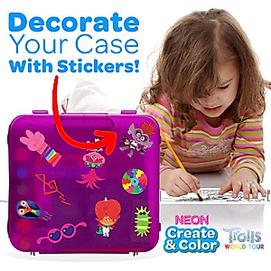 Crayola Trolls World Tour, Neon Create & Color Art Set, Over 70 Art Supplies, Gift for Kids, 5, 6, 7, 8