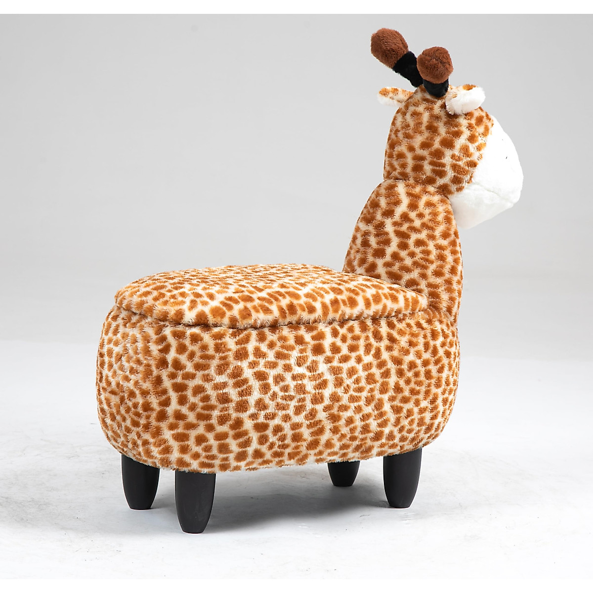 Home 2 Office Geno The Giraffe Ottoman with Storage for Kids' Bedroom, Playroom, Nursery or Recreation Room Decor, Soft Animal-Shaped Toddler Furniture with Wooden Legs