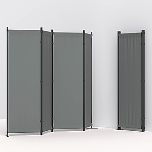 Morngardo Room Divider Folding Privacy Screens 4 Panel Partitions 88" Dividers Portable Separating for Home Office Bedroom Dorm Decor (Grey)