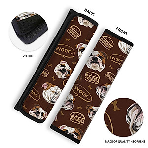 WIRESTER Soft Car Safety Seat Belt Shoulder Pad Cover Design, Cushion Harness Comfortable Pad - English Bulldog Face Pattern