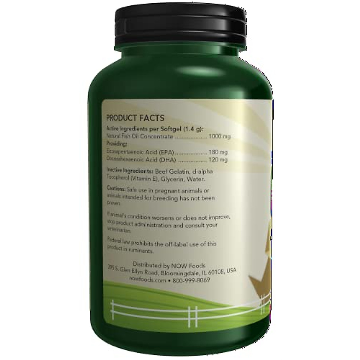 NOW Foods Pet Health, Omega 3 Supplement, Formulated for Cats & Dogs, NASC Certified, 180 Softgels