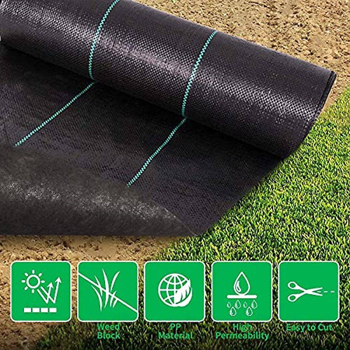 MICROMALL Premium 4oz Pro Weed Barrier Landscape Fabric 4ft x 300ft, Weeds Control for Flower Bed, Mulch, Pavers, Edging, Garden Stakes or Any Heavy Duty Outdoor Project