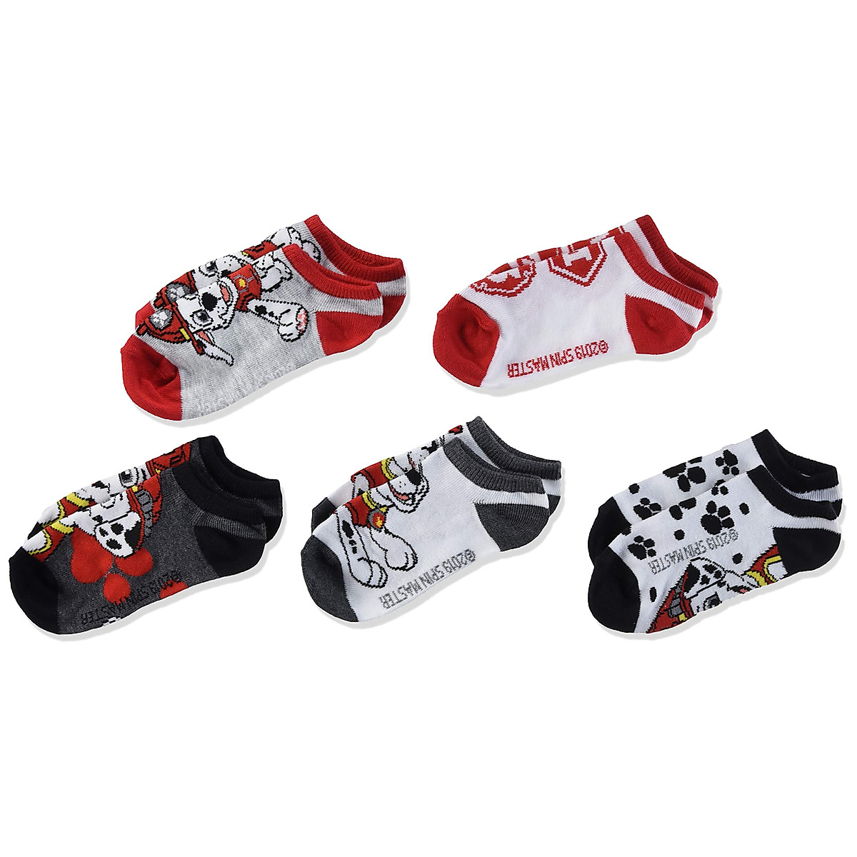 Nickelodeon boys Paw Patrol 5 Pack No Show Casual Sock, Black Red Multi, Shoe Size 3-8 US