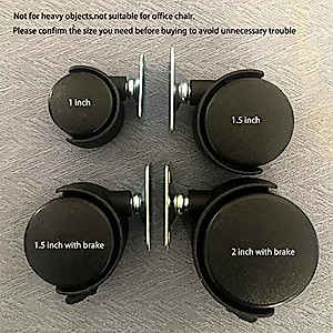 ShineIn Black Plastic 1.5 inch Plate Casters Furniture Wheels Replacement Set of 4 with 16 Screws
