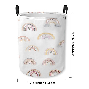 Omw2fyb Laundry Basket Boho Rainbow Collapsible Organizer Basket for Storage Bin Toy Bins Gift Baskets Bedroom Clothes Nursery Hamper, 17 inch H x 13.6 inch D