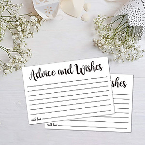 Antgiftshop Advice and Wishes Cards-Set of 50 Advice Cards for The Bride and Groom, Perfect for Bridal Shower or Wedding,4 x 6 Inches.