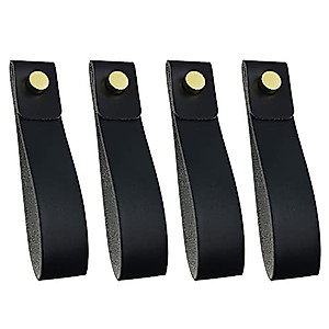 Leather Wall Hook ZZLZX 4PCS Artificial Leather Strap Hangers Wall Mounted Leather Hooks, Wall Hanging Strap Towel Leather Hooks for Towel Bathroom Kitchen Bedroom Black