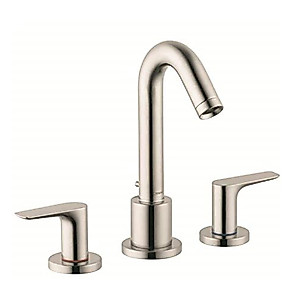 hansgrohe Logis Modern 2-Handle 16-inch Wide Roman Tub Filler Freestanding Bathtub Faucet in Brushed Nickel, 71500821