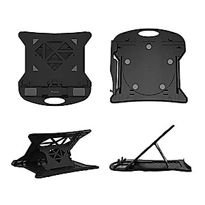 Carnation Adjustable Laptop Stand for Desk with Phone Stand and Cable Clip - 7 Height Options - Swivel Base - Portable, Collapsible - Compatible with Mac, iPad, Tablets and Laptops up to 17” (Black)
