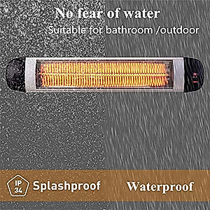 Outdoor Electric Patio Heater, Floor Standing Space Infrared Heat Lamp, 2500W Wall Mounted Garden Heater, Remote Control, for Large Room, Garage, Office,Without Stand