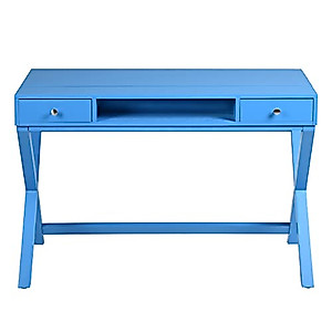 AVGVLIJ Lift Desk with 2 Drawer Storage, Computer Desk with Lift Table Top, Adjustable Height Home Study Writing Table Desk for Office, Home, Living Room (Blue)