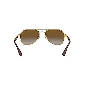 Ray-Ban RB3549 Aviator Sunglasses, Gold/Polarized Light Grey Gradient Brown, 61 mm