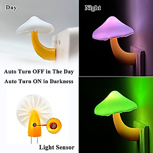 Kazgroth Sensor LED Night Light, Color Changing Mushroom Night Light Plug-in Wall Based Lamp, Gift for Kids Adults, Cute Mushroom Nursery Light for Bedroom, Bathroom, Kitchen, Hallway and Stairs