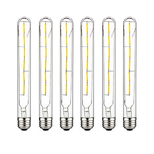 Sunlite LED Filament T8 Tubular Light Bulb, 5 Watts (40W Equivalent), 430 Lumens, Medium E26 Base, Dimmable, 214 mm, UL Listed, 2700K Soft White, 6 Count