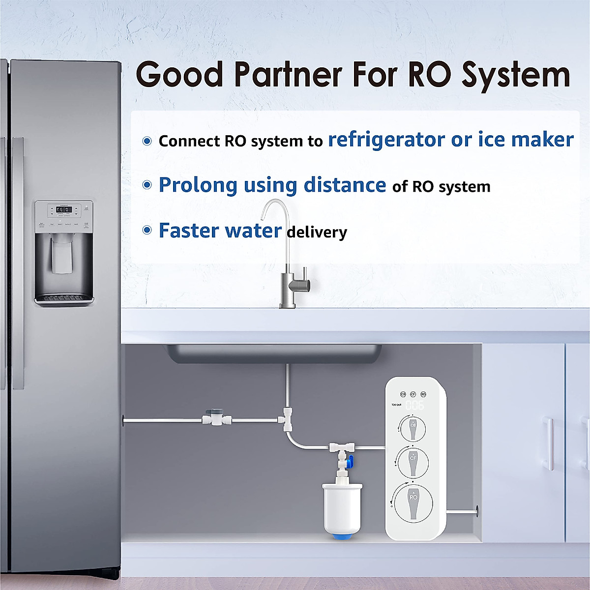 Waterdrop G3P800 Reverse Osmosis System with WD-PMT Small Pressure Tank, 800 GPD Fast Flow, NSF/ANSI 58 & 372 Certified, 3:1 Pure to Drain, Bundle