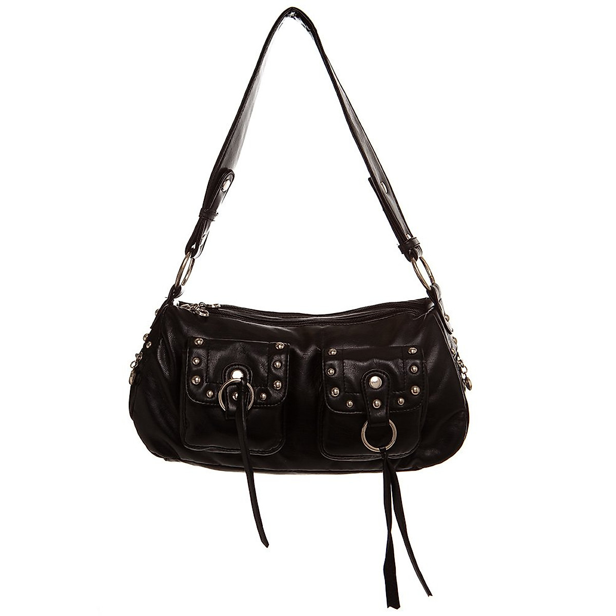 Handbags For All Fringe Structure Studded Hobo Shoulder Handbag