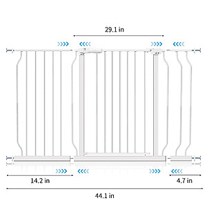 Easy Walk Baby Gate for Stairs & Doorways with Optional Extensions, Detachable Extra Wide Pet Gates with Automatic Closing, Safety Gate, Dog Playpen for Hallway