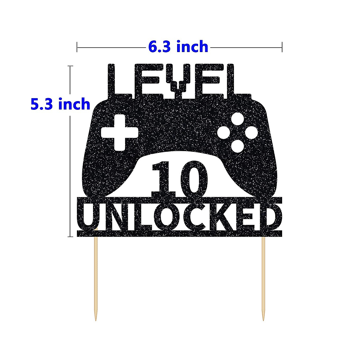 Level 10 Unlocked Cake Topper, Video Game Cake Topper, Game Controller Cake Topper for 10th Birthday Party Decoration