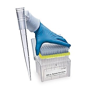 MICROLIT - Micropipette Pipette Tips, Low-Retention and Clean-Release Hydrophobic Transfer Pipettes, Universal Fit Nonpyrogenic 200 ul Plastic Pipette Tips, 960-Count, 1 Pack of 10 Racks